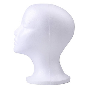 Foraineam 2 Pack Foam Wig Head, Female Mannequin Head Wig Display Stand Holder, Cosmetics Model Head White Foam Heads Glasses Mask Hat Hairpieces Stand