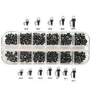 Persberg 360pcs 12sizes Laptop Notebook Tiny Computer Replacement electronic Screws Assortment Kit Black,M2 M2.5 M3,for Lenovo Toshiba Gateway Samsung HP IBM Dell Sony Acer Asus Hard Disk SATA SSD M.2