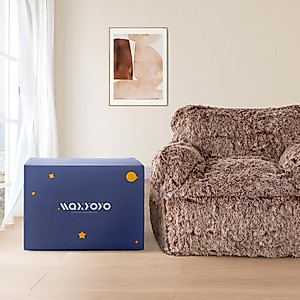 MAXYOYO Giant Bean Bag Chair, Faux Fur Stuffed Bean Bag Couch with Filler Large Living Room Bean Bag Chair for Adults, Big Lazy Sofa Accent Chair with Pocket Floor Chair for Gaming, Reading, Coffee