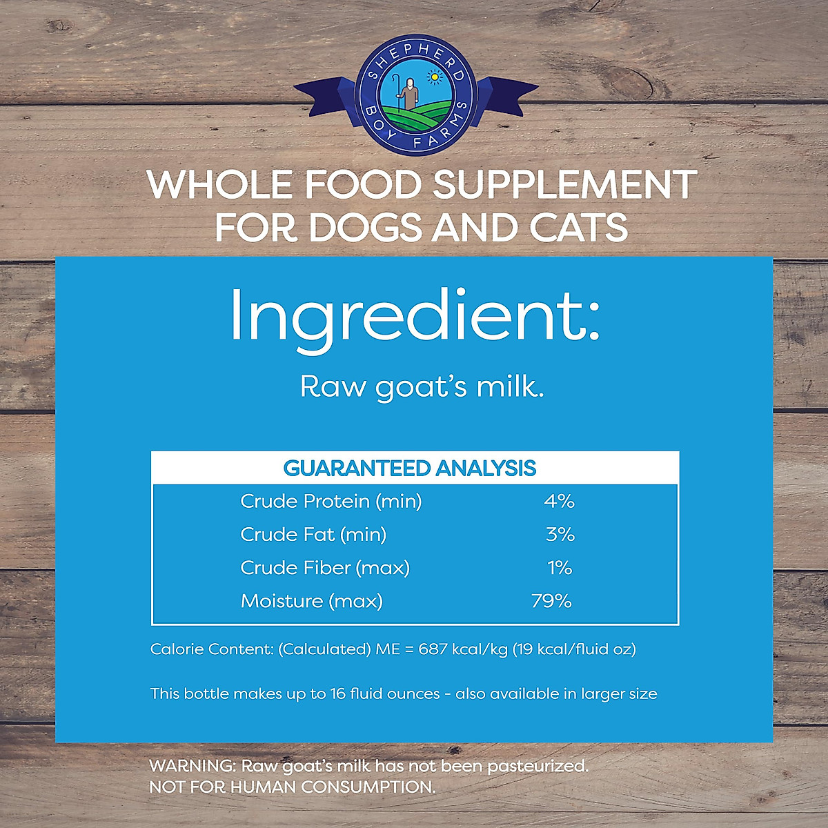 Shepherd Boy Farms Freeze Dried Raw Goats Milk with Probiotics for Dogs & Cats (Classic), High Protein, Digestible Goat Milk Powder for Sensitive Stomachs, Raw Nutrition, Food Toppers - Makes 16 FL OZ
