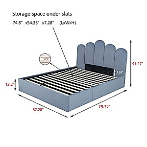 AGARTT Upholstered Platform Bed Frame Full Size Gas Lift Up Storage Bed with Headboard, Storage Underneath, Steel Slat Support with Hydraulic Storage System Grey