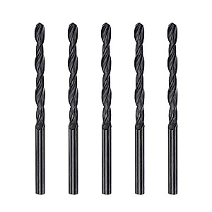 uxcell 6542 High Speed Steel Straight Shank Twist Jobber Drill Bit, Fully Ground Black Oxide Drill Bits 4.3mm Drill Diameter 75mm Total Length 5 Pcs