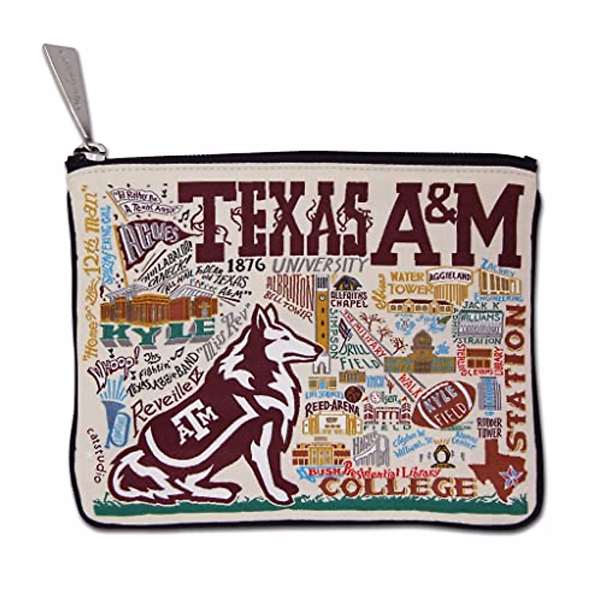 Catstudio Zipper Pouch, Texas A&M University Travel Toiletry Bag, 5 x 7, Ideal Makeup Bag, Dog Treat Pouch, or Purse Pouch to Organize School & Office Supplies for Students, Grads & Alumni