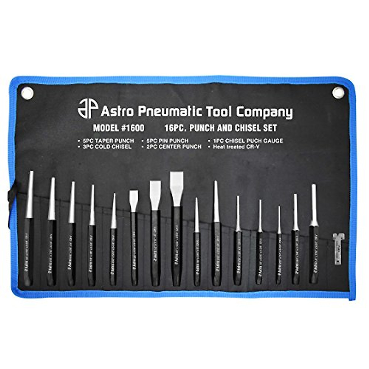 Astro Pneumatic Tool 1600 16-Piece Punch and Chisel Set