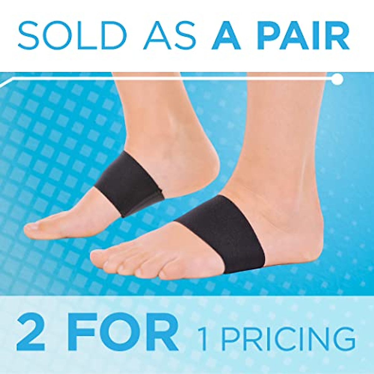 BraceAbility Plantar Fasciitis Arch Support Bands - Pair of Durable Foot Brace Compression Sleeve Inserts for Fallen Arches, Flat Foot Correction, Heel Spur Pain Relief and Muscle Strains (Pack of 2)