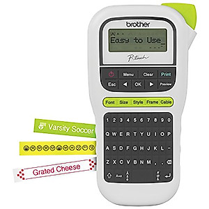 Brother P-Touch, PTH110, Easy Portable Label Maker, Lightweight, Qwerty Keyboard, One-Touch Keys, White