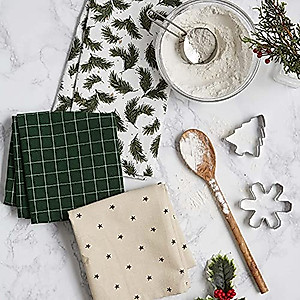 DII Winter Woods Collection Kitchen, Dish Towel Set, 18x28, Holiday Greenery, 3 Piece