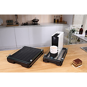 EVERIE Tempered Glass Holder Drawer Compatible with 54 Nespresso Originalline Capsules, Not Compatible with Vertuoline Pods