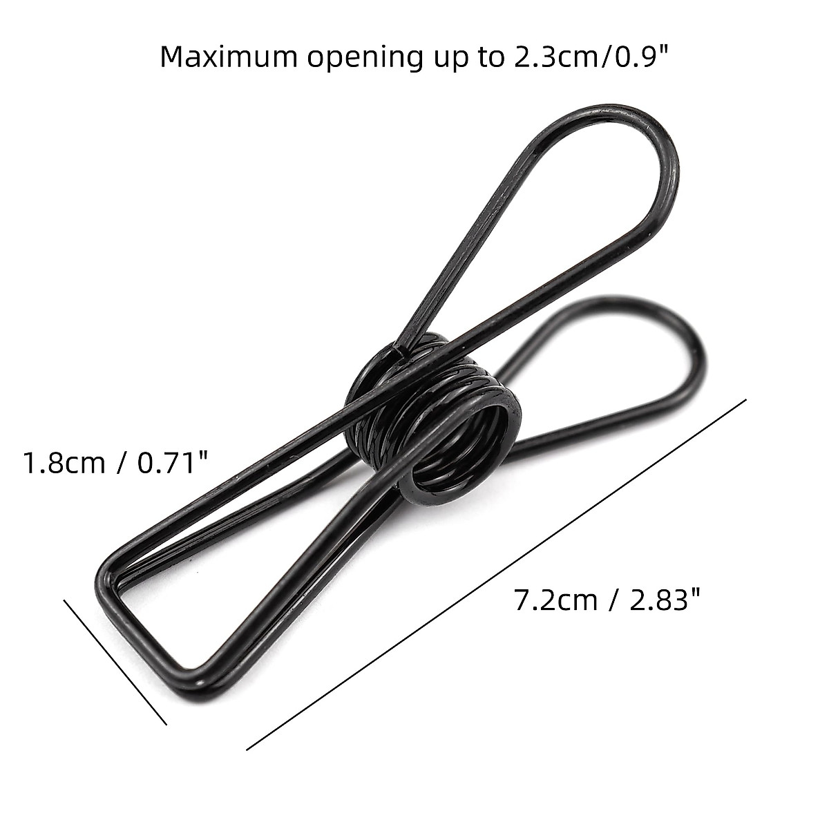 RILOMBAO 7 PCS Stainless Steel Large Black Clothespin High Elasticity Strength Clothes Pins Heavy Duty Multipurpose Metal Wire Chip Clips 2.83 Inch for Snack Bag Food Package Office Home Outdoor Photo