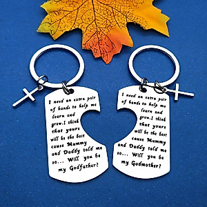 Dabihu Godparent Gifts from Godchild Will You Be My Godmother/Godfather Keychain Set Christening Gift Godparents Announcement Jewelry First Communion Gift for Godmother Godfather Baptism Gift Keyring