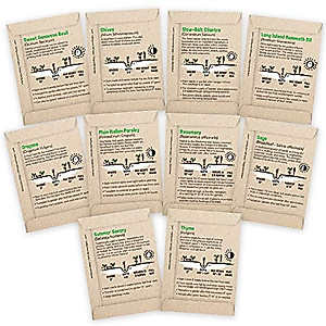 10-Pack Culinary Herb Seeds, Non GMO Herb Garden Seeds with Parsley Seeds, Basil Seeds, Sage Seeds, Chives Seeds, Cilantro Seeds, Rosemary, Thyme, Dill, Summer Savory & Oregano Seeds for Planting