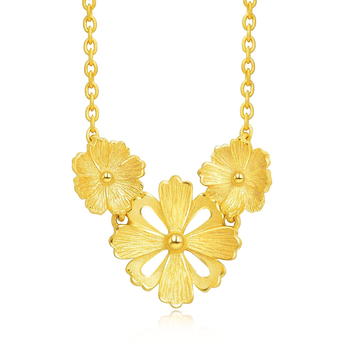CHOW SANG SANG 999.9 24K Gold Price-by-Weight 9.73g Gold Blossom Necklace (45 CM) for Women and Wedding Occasion 88235N