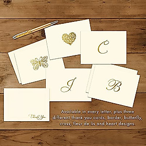 Designer Greetings Monogram Boxed Note Cards, Personalized Stationery Set (10 Count), Letter J