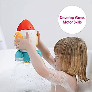 Edushape Fill & Spin Water Rocket - Toddler Bath Toys - Strainer Bathtub Toy - Early Child Development Boys & Girls Water Bath Toy - Baby Bath Toys for Toddlers 1-3 - Cause & Effect, Cognitive Skills
