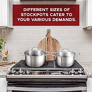 Buttermelt 8 Quart Tri-Ply Stainless Steel Stockpot with Tempered Glass Lid - Exceptional Heat Distribution for Delicious Soups, Stews, and More (8 QT, Glass Lid)