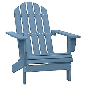 Tidyard Patio Adirondack Chair Solid Fir Wood Blue Outdoor Fire Pit Chair Wooden Garden Armchair for Porch Pool Lawn Deck Backyard Balcony Outdoor