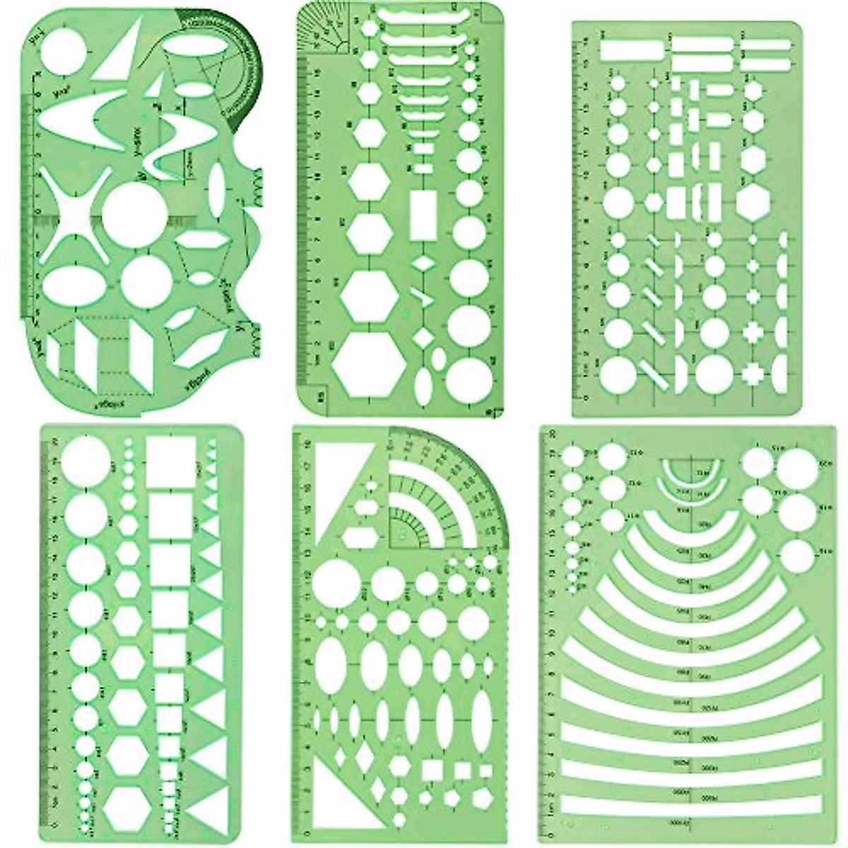LAMXTX Measuring Stencil (6 P CS ) Plastic Geometric Template Template Geometric Ruler Fixing Tool Set for Office and Study Building formwork Drawings Drawing templates
