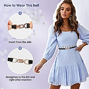 VONMELLI Women's Leather Skinny Belt for Dress Adjustable Thin Waist Belt for Ladies Black