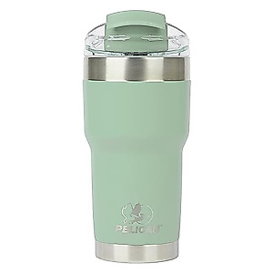 Pelican Hydration Pelican Traveler™ 22 oz Vacuum Insulated Tumbler - Stainless Steel Double Wall Travel with Dual Lid, Powder Coated Insulated Coffee Mug For Hot Cold Drinks, Sage