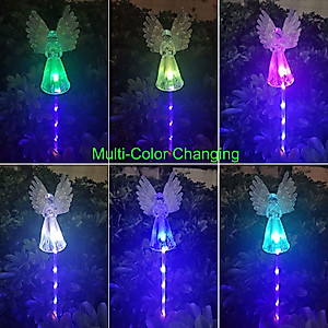 MIBUNG 4 Pack Solar Angel Lights Outdoor Decor,Solar Powered Color Changing Angel Easter Stakes Decorative Memorial Lights Garden Yard Lawn Pathway Grave Cemetery Decoration,Valentine's Day Women Gift