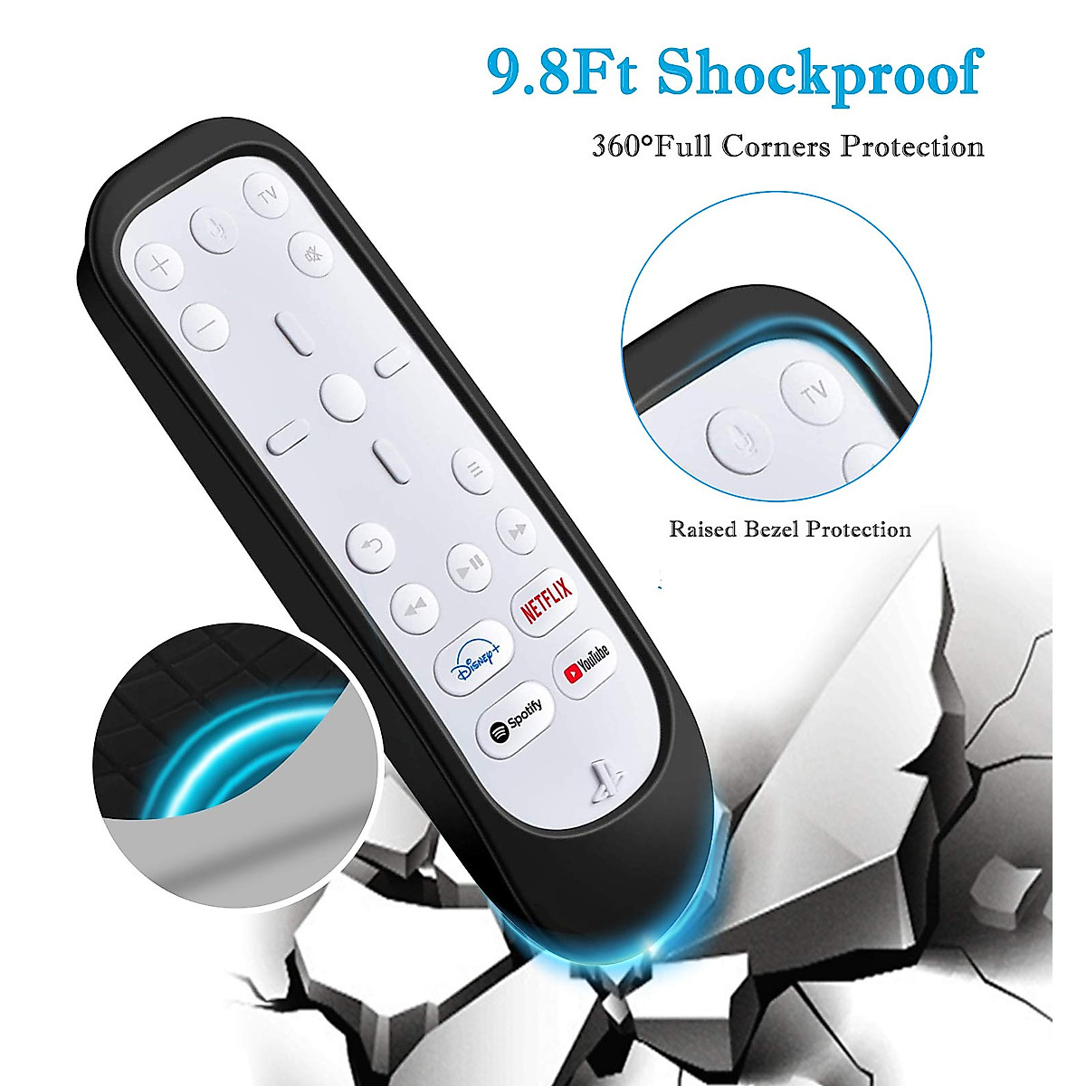 2 Pack PS5 Media Remote Cover, Protective Skin for Sony PlayStation Media Remote with Hand Strap, Shockproof, Anti-Slip, Washable, Skin-Friendly - ZEYA (Black/White)