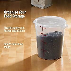 Cambro 4 QT (Quart) BPA-Free Round Food Storage Container with Lid (2 Pack) - Classic Series (Translucent)