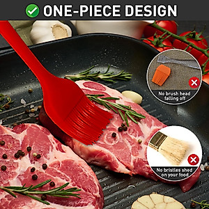 Pastry Brush-Begonia Silicone Basting Brush for Cooking,2pcs 10+8 in Heat Resistant Food Brushes for Baking, Grilling, Cooking and Spreading Oil, Butter, BBQ Sauce, or Marinade Red,A-11