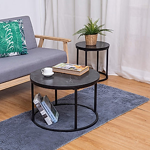Ball & Cast Side End Table, 15.25" Dia, Black