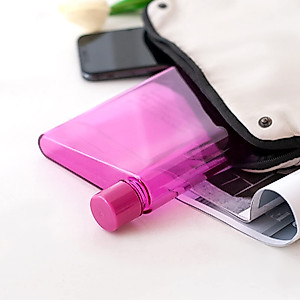 Reusable Slim Flat Water Bottle 420ml Portable - Fits in Pocket &Random Corner.Portable Cup for School,Sports, Travel, Dining Time