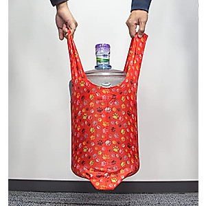 HOLYLUCK Reusable Grocery Bags,Heavy Duty Foldable Shopping Tote Bag (Standard, 3 Red Dog Paw Prints)