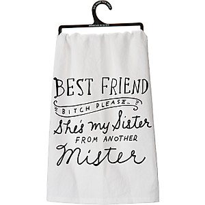 Primitives by Kathy Best Friend Tea Towel, 28-Inch by 28-Inch