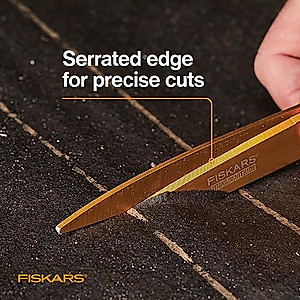 Fiskars 9 Inch Serrated Titanium Nitride Shop Shears (12-96536984),Orange