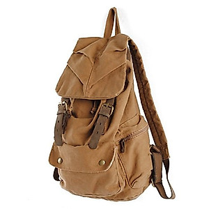 DRF Men's Casual Backpack in Canvas Vintage Style Rucksack for Travel Hiking BG04 (Brown)