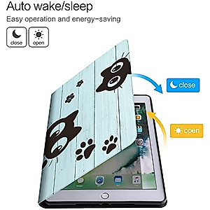 for New Kindle Fire 7 Tablet (12th Generation, 2022 Release), PU Leather Hard PC Back + TPU Shockproof Fold Cover Case with Auto Wake/Sleep for Amazon Kindle Fire 7 inch 2022,Wooden Cat