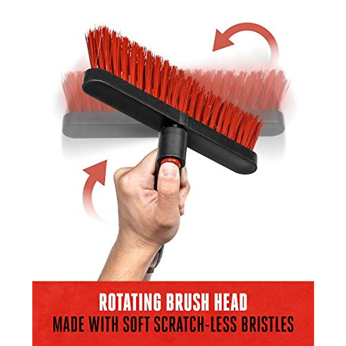 Motor Trend Ice Scraper with Extendable Handle and Rotating Brush Head - Tough Rubber Grip Snow Brush/Broom/Frost Remover for Car and Truck Windshields/Mirrors, Winter Storm Survival Kits