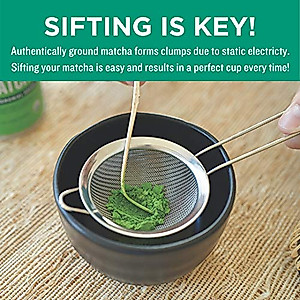 Jade Leaf Traditional Matcha Starter Set - Bamboo Matcha Whisk (Chasen), Scoop (Chashaku), Stainless Steel Sifter, Fully Printed Handbook - Japanese Tea Set