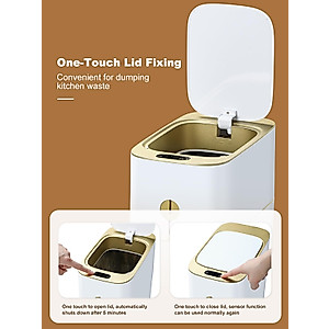 JUDRDO Kitchen Trash Can with Lid Soft Close, 13Liter /3.5 Gallon Automatic Garbage Can, Small Trash Can for Bathroom Bedroom Office Home Warehouse Appartment