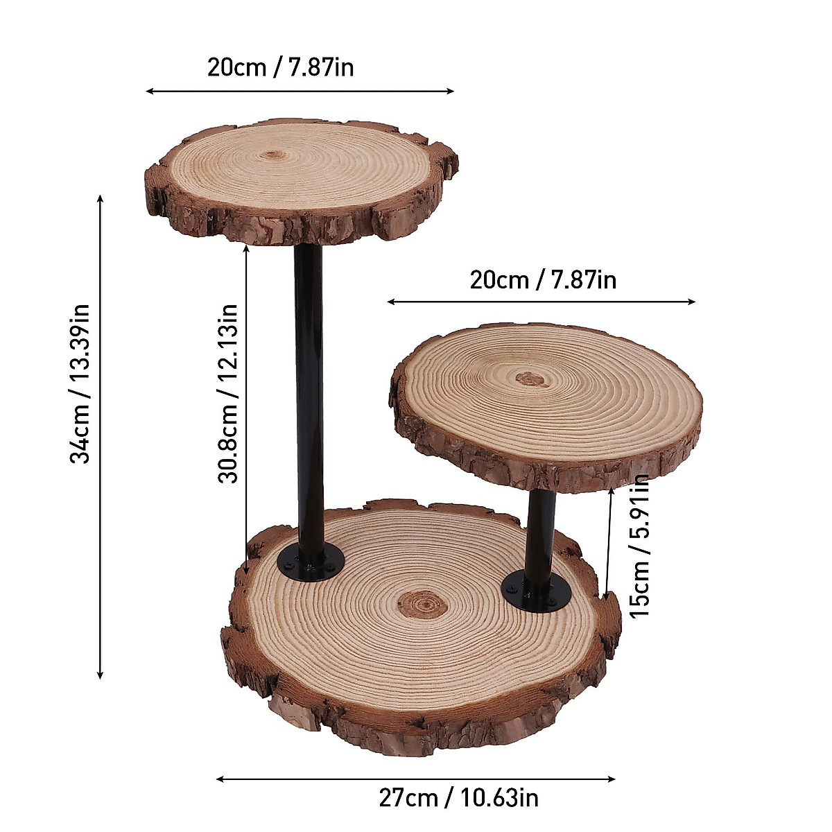 Wood Cupcake Stand Holder, Round Cake Stands for Weeding Dessert Table, 3 Tier Cake Didplay Stands for Party Presenting, Birthday, Parties, Weddings, Natural Wooden Cake Stand Dessert Display