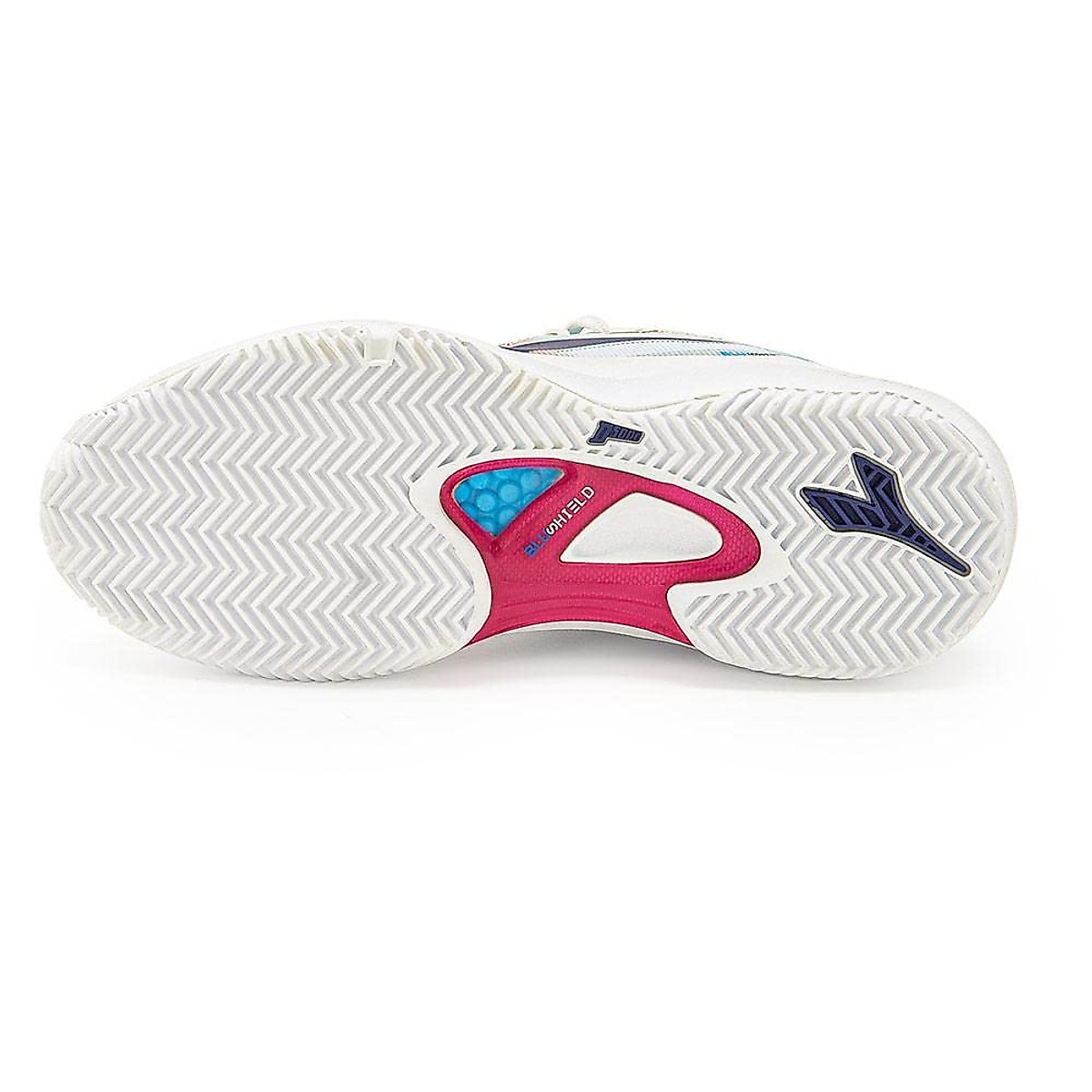 Diadora Women`s Speed Blushield Fly 4 AG Clay Tennis Shoes White and Blueprint
