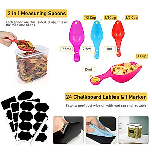 Airtight Food Storage Containers, 24 Pcs Kitchen Pantry Organization and Storage, Large Plastic Cereal Containers with Lids, Containers for Food, Rice, Flour, Cereal, Include Measuring Spoons, Labels