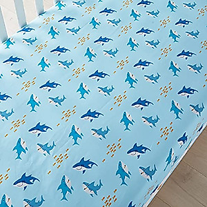 Grand Avenue Baby Shark 3 Piece Crib Bedding Set, 33 x 42, Multi-Color
