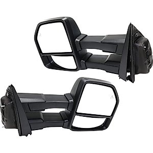 Kool Vue Power Heated Towing Mirrors for Ford F-150 2015-2018 Power Fold With Signal Light, Blind Spot Light, Memory & Puddle Lamp; Without Auto-Dimming Textured Pair