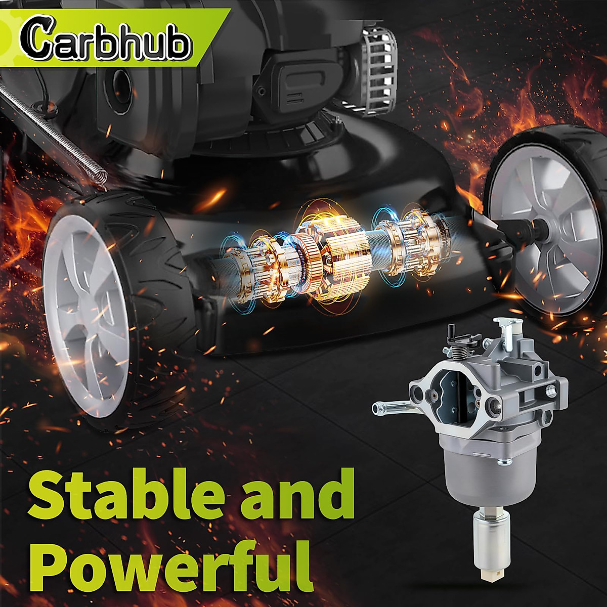 Carbhub 594601 New Adjustable Carburetor for 796587 591736 594601 19.5 HP Engine Craftsman Riding Lawn Mower Tractor 19HP Intek Single Cylinder OHV Motor Nikki with Carb Seal 698781