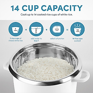 Aroma Housewares NutriWare 14-Cup (Cooked) Digital Rice Cooker and Food Steamer, White