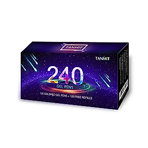 Gel Pens,Tanmit Gel Pens Set, 120 Colored Gel Pen plus 120 Refills for Adults Coloring Books, Drawing, Art Projects (No Duplicates)
