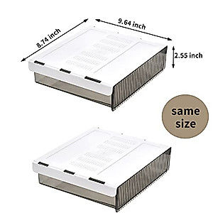 2 Pack Under Desk Drawer Organizer Slide Out, Self- adhesive Plastic Drawer Under Desk Storage Accessories & Workspace Organizers, Add a Drawer Under Table Storage for Office/ Classroom/ Home