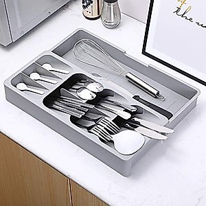 A&K SmartHome Utensils Kitchen Drawer Organizer Tray Box for Cutlery Silverware, Spoon Knife and Fork Partition Storage