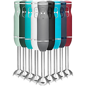 Chefman Immersion Stick Hand Blender with Stainless Steel Blades, Powerful Electric Ice Crushing 2-Speed Control Handheld Food Mixer, Purees, Smoothies, Shakes, Sauces & Soups, Grey