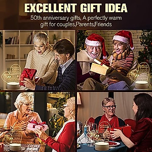 BeauGift 50th Anniversary Wedding Gifts for Couple, 50 Years Golden Anniversary Marriage Gifts for Her Him, Happy Anniversary Romantic Gifts, 50th Anniversary Night Light Gifts for Wife from Husband
