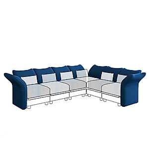 LLappuil 1 Piece Modular Armrest Backrest Module for Convertible Modular Sectional Couch Sofa, Interchangeable Armrest Backrests, Anti-Scratch Velvet, Blue